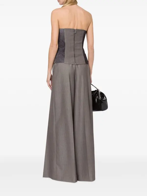 Alberta Ferretti Wool Tweed Bustier Top