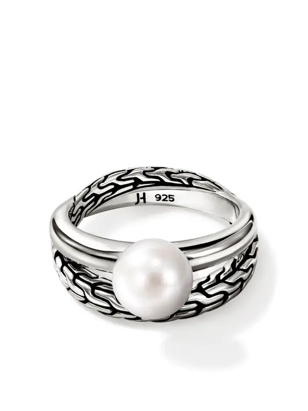 John Hardy Essential Pearl Stacked Ring - Silver