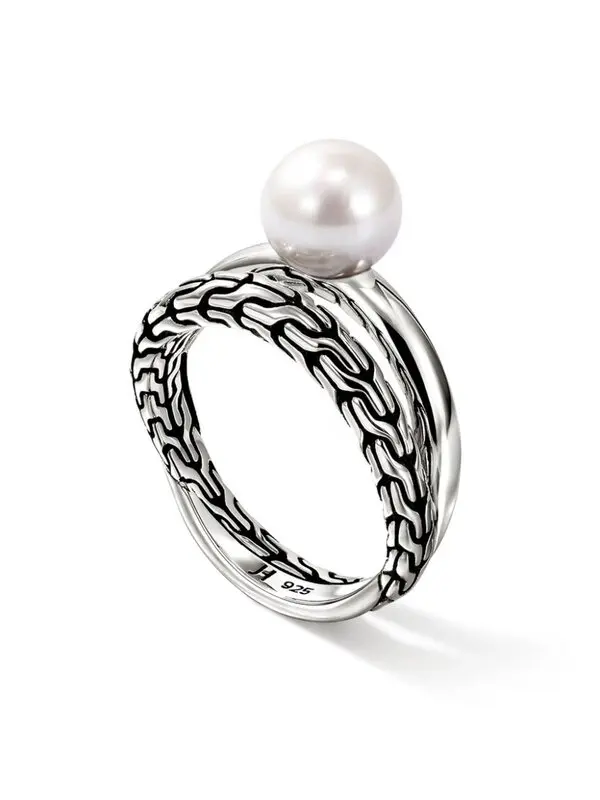 John Hardy Essential Pearl Stacked Ring - Silver