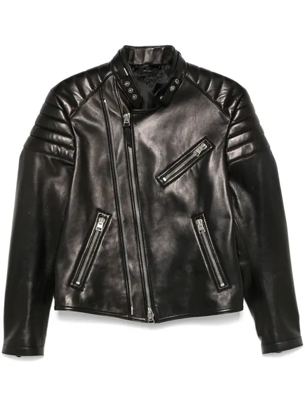 TOM FORD Leather Zipped Biker Jacket - Black
