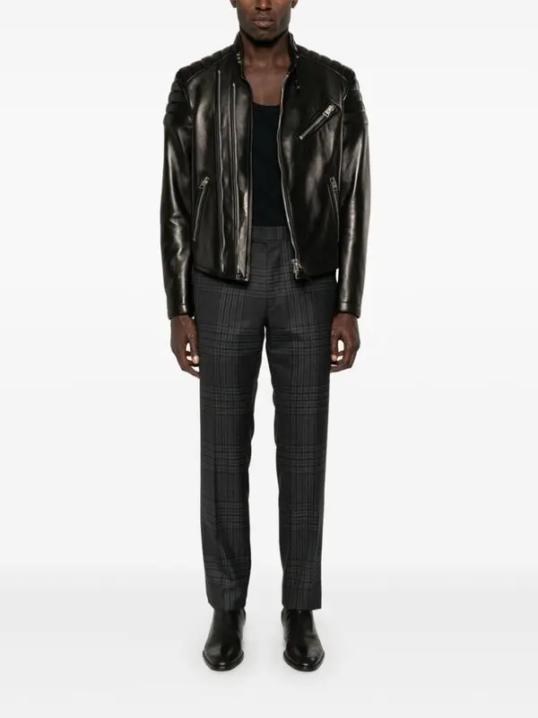 TOM FORD Leather Zipped Biker Jacket - Black
