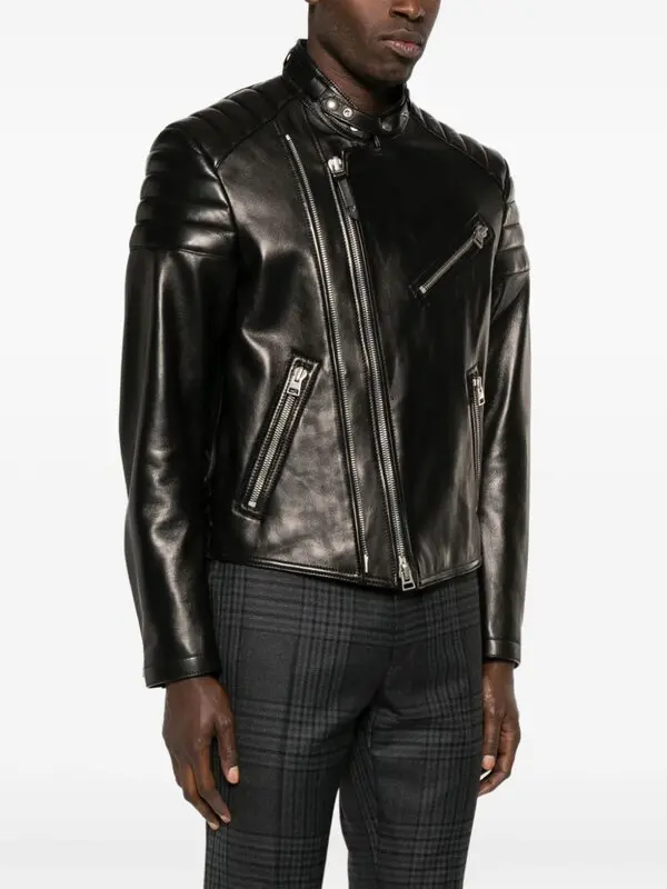 TOM FORD Leather Zipped Biker Jacket - Black