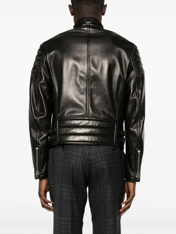 TOM FORD Leather Zipped Biker Jacket - Black