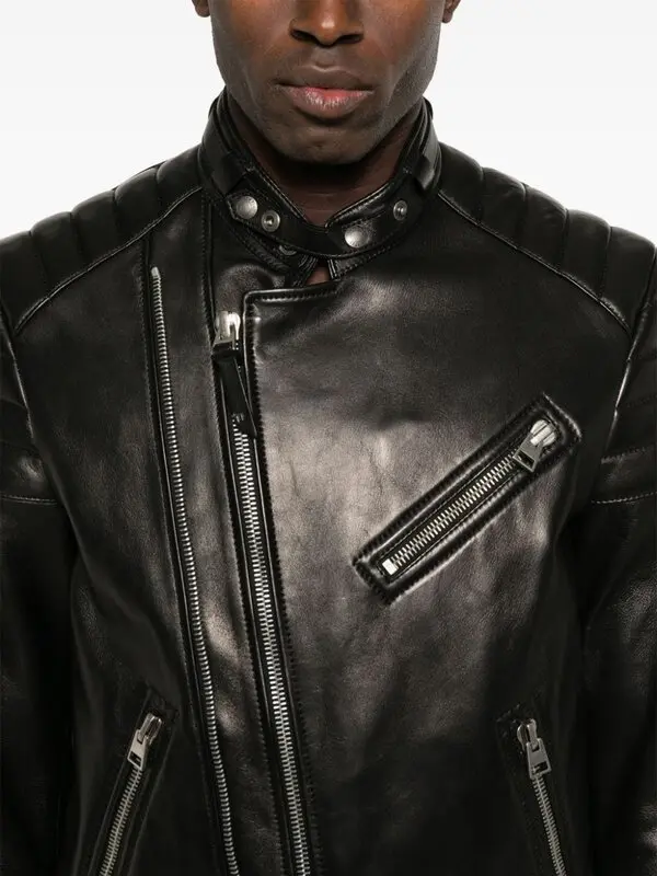 TOM FORD Leather Zipped Biker Jacket - Black