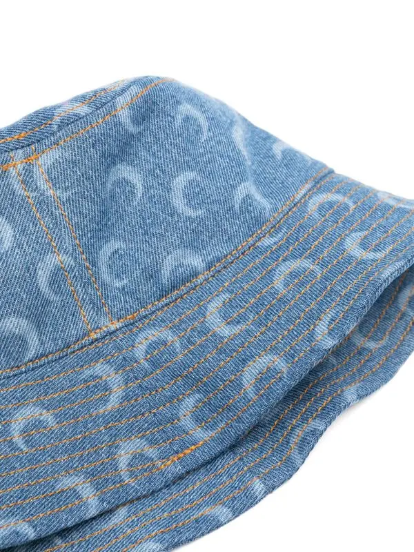MARINE SERRE Crescent Moon-print Bucket Hat - Blue