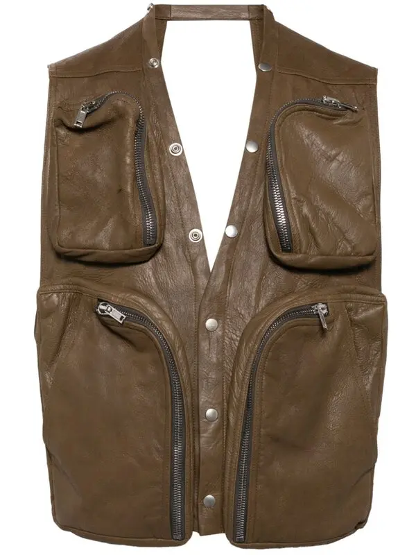 Rick Owens Leather Gilet - Brown