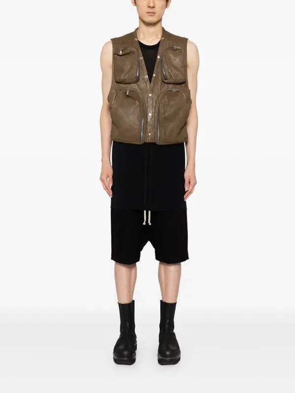 Rick Owens Leather Gilet - Brown