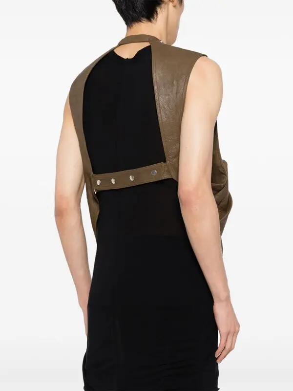 Rick Owens Leather Gilet - Brown