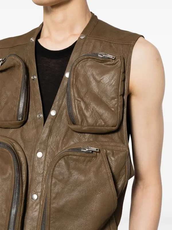 Rick Owens Leather Gilet - Brown