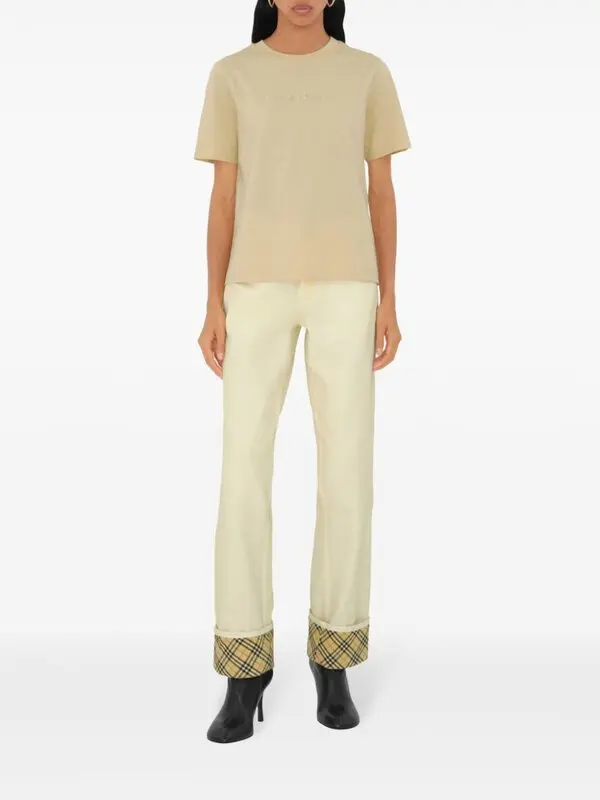 Burberry Logo-embroidered T-shirt - Neutrals