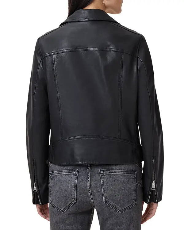 ALLSAINTS Dalby Slim Fit Leather Biker Jacket - Black/silver