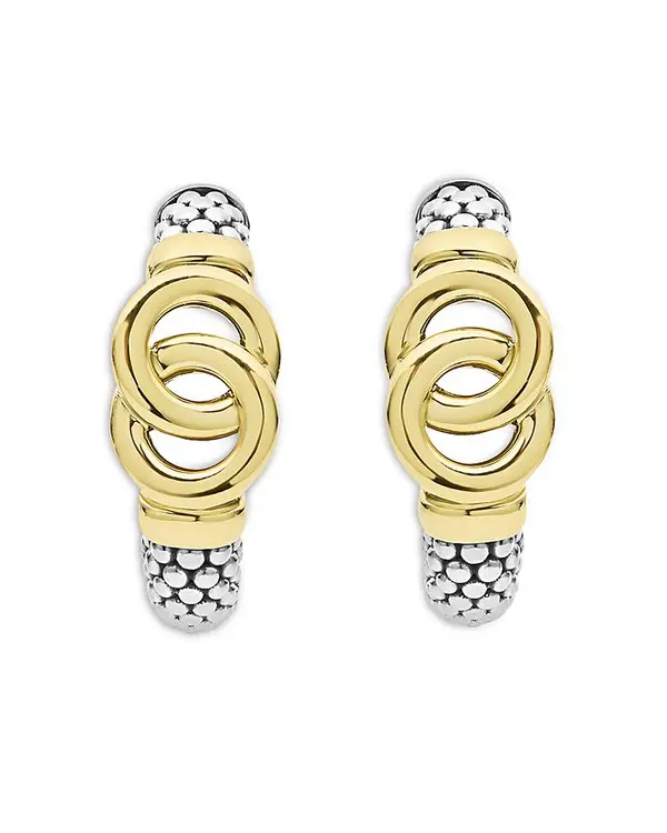 Lagos 14k & 18k Yellow Gold & Sterling Silver Interlocking Hoop Earrings - Gold/silver