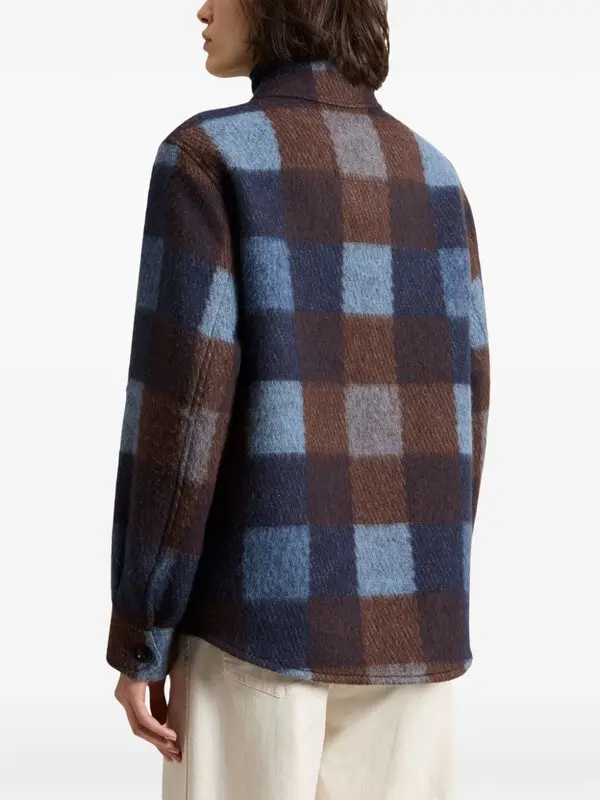 Woolrich Check Pattern Wool Over Shirt - Blue
