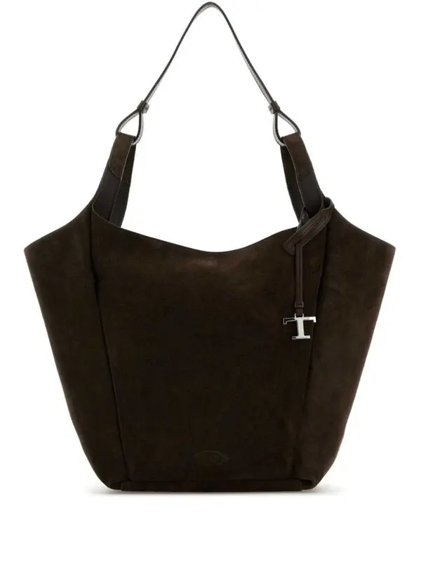 TOD'S T Timeless Suede Tote - Brown