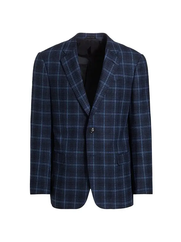 Giorgio Armani Plaid Wool Single-breasted Jacket