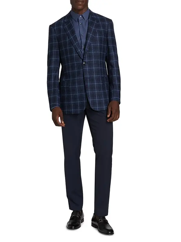 Giorgio Armani Plaid Wool Single-breasted Jacket