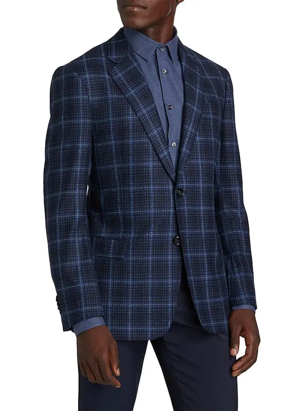 Giorgio Armani Plaid Wool Single-breasted Jacket