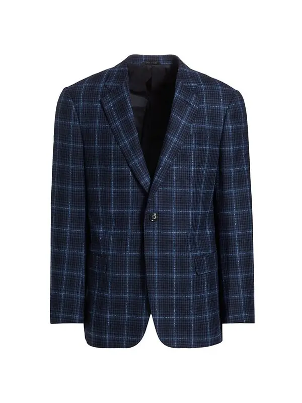 Giorgio Armani Plaid Wool Single-breasted Jacket