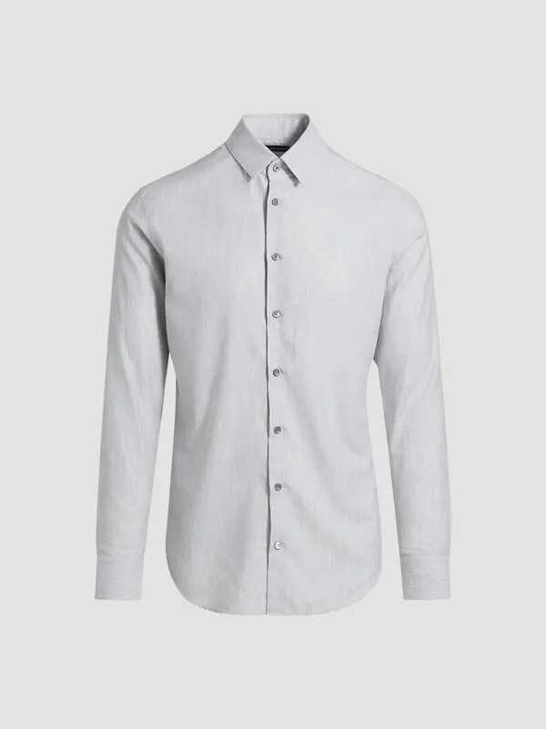 Giorgio Armani Textured Cotton Button-up Shirt - Light Gray