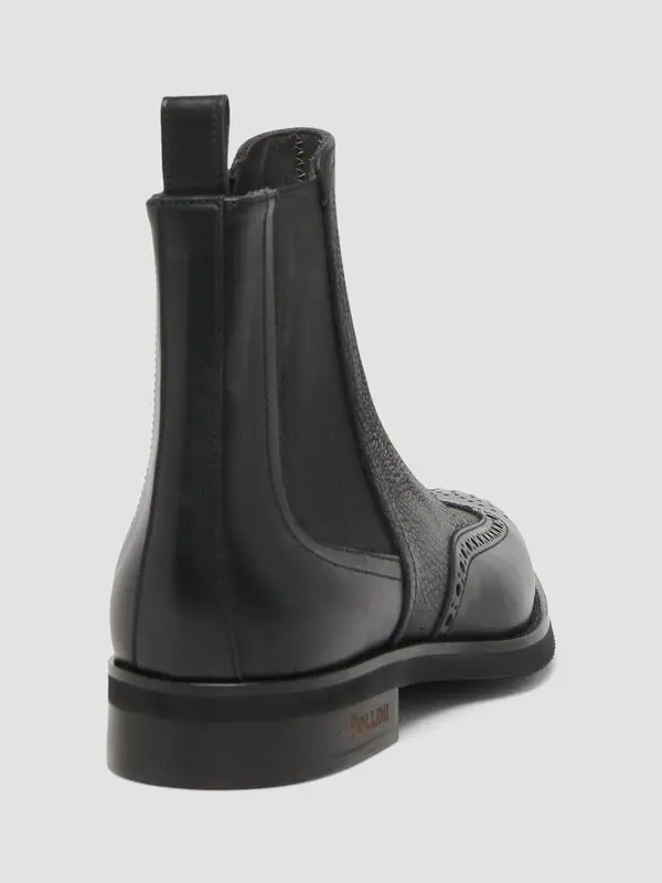 POLLINI Perforated Leather Ankle Boots