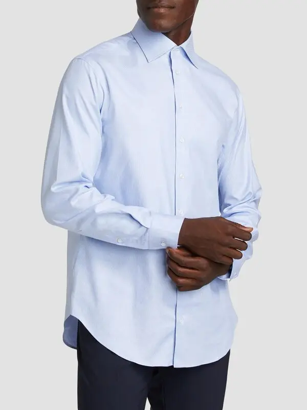 Giorgio Armani Slim Poplin Button-up Shirt - Blue