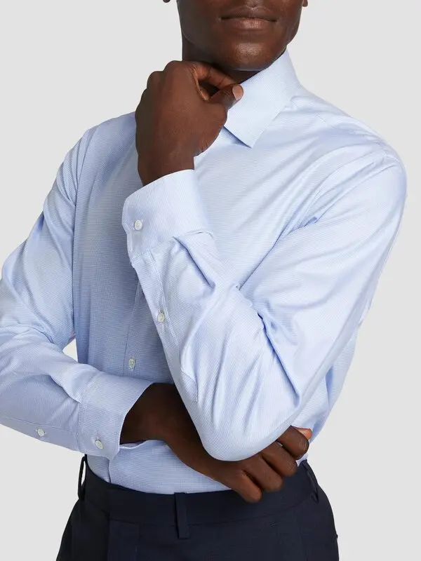 Giorgio Armani Slim Poplin Button-up Shirt - Blue