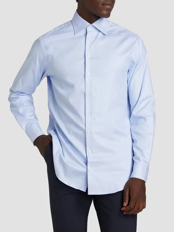 Giorgio Armani Slim Poplin Button-up Shirt - Blue