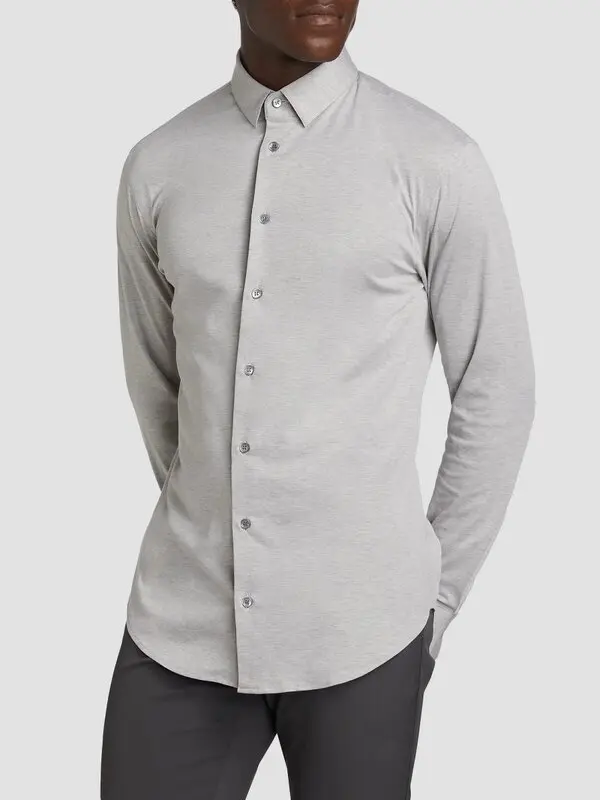 Giorgio Armani Stretch Slim Button-up Shirt - Gray