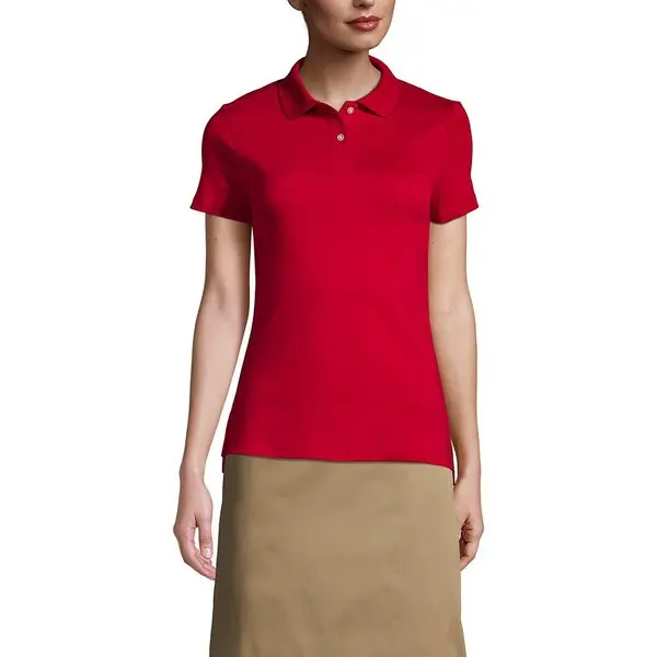 LANDS' END Feminine Fit Interlock Polo Shirt - Red