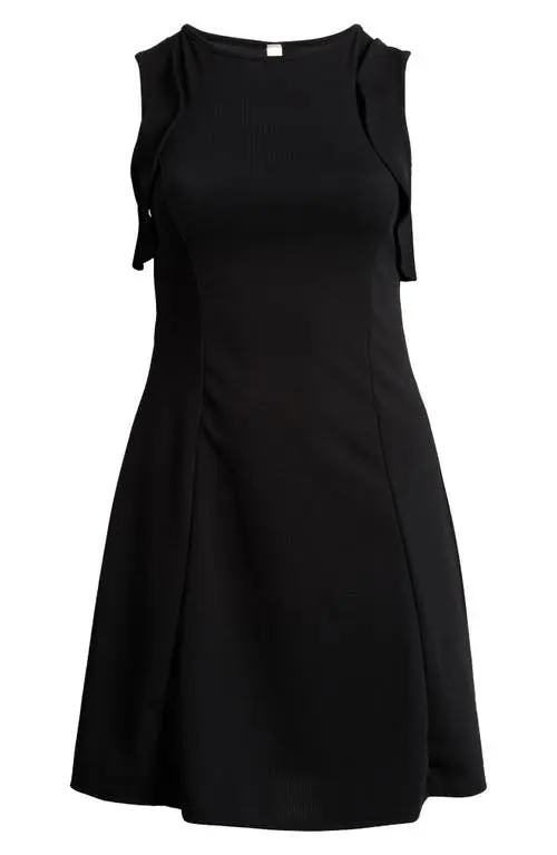 24SEVEN COMFORT APPAREL Ruffle Cold Shoulder A-line Dress