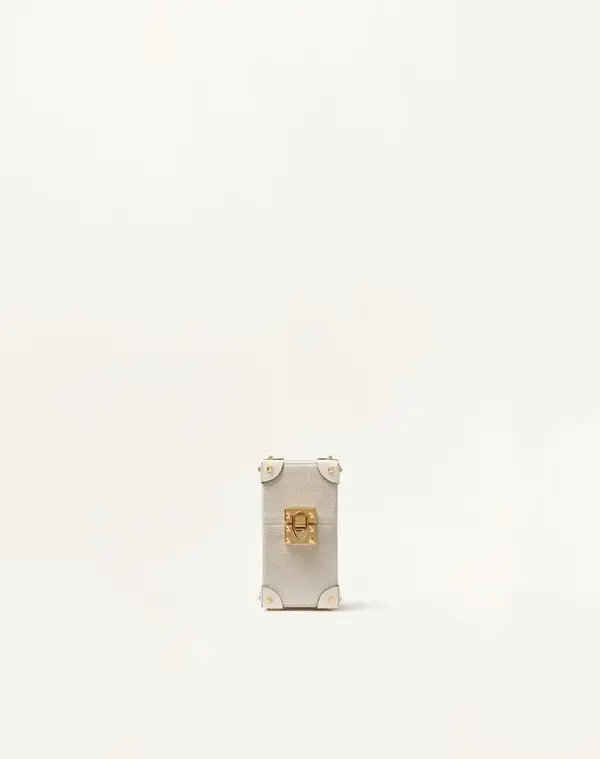 Valentino Garavani Case For 100 Ml Perfume In Canvas And Calfskin With Metal Studs - Natural/ivory