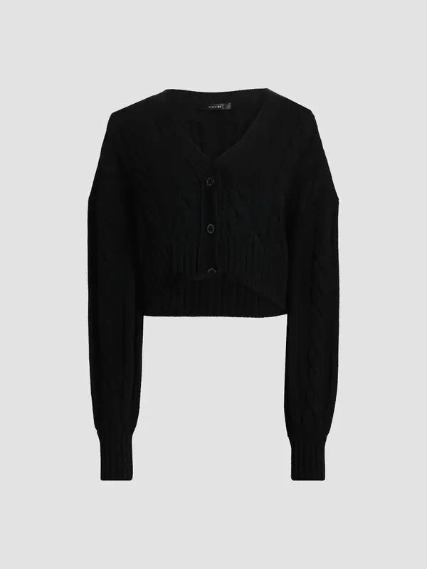 TOCCIN Lucie Wool-cashmere Cable-knit Cardigan - Jet
