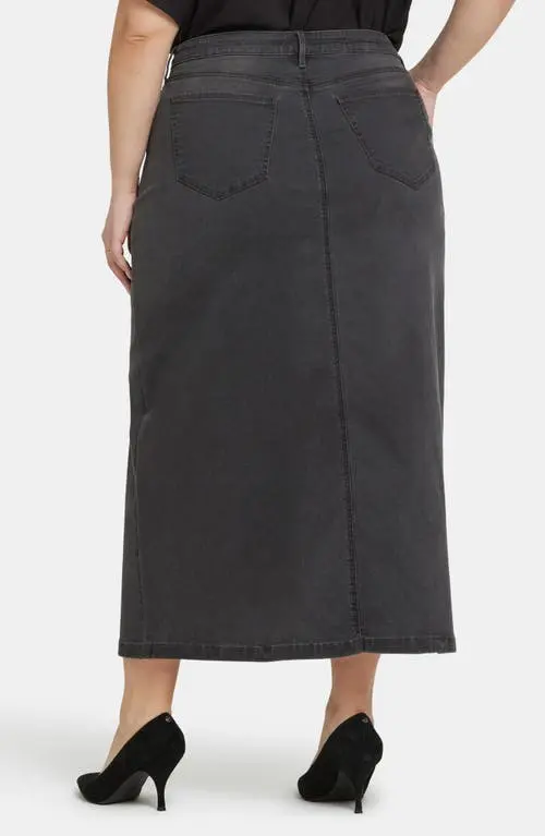 NYDJ High Waist Slit Front Denim Maxi Skirt - Cloud Stone