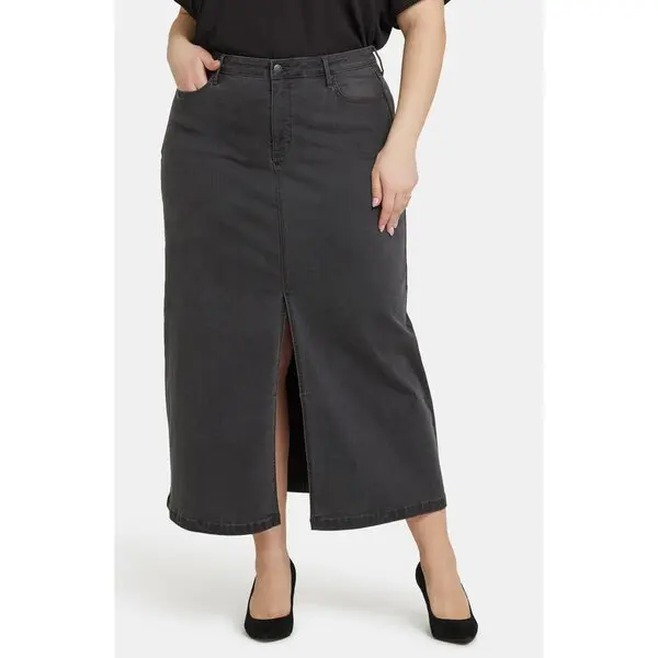 NYDJ High Waist Slit Front Denim Maxi Skirt - Cloud Stone