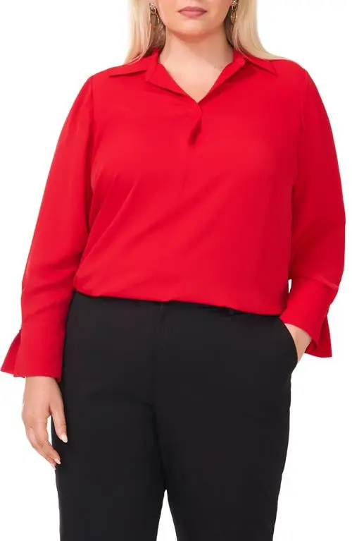 Halogen Johnny Collar Top - Ultra Red