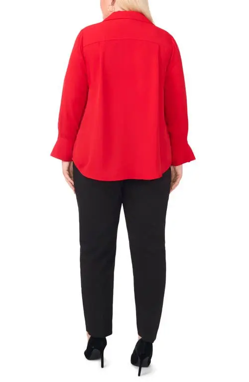Halogen Johnny Collar Top - Ultra Red