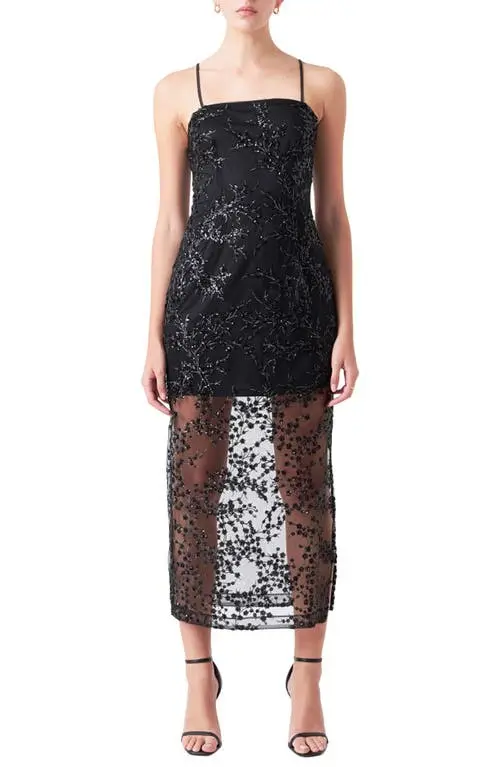 Endless Rose Sequin Midi Dress - Black