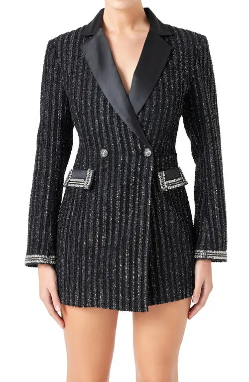 Endless Rose Embellished Blazer Romper - Black