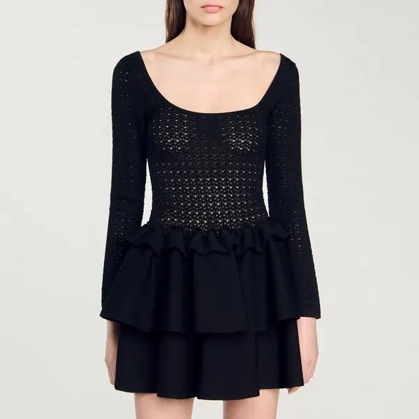 Sandro Ruffled Layered-effect Dress