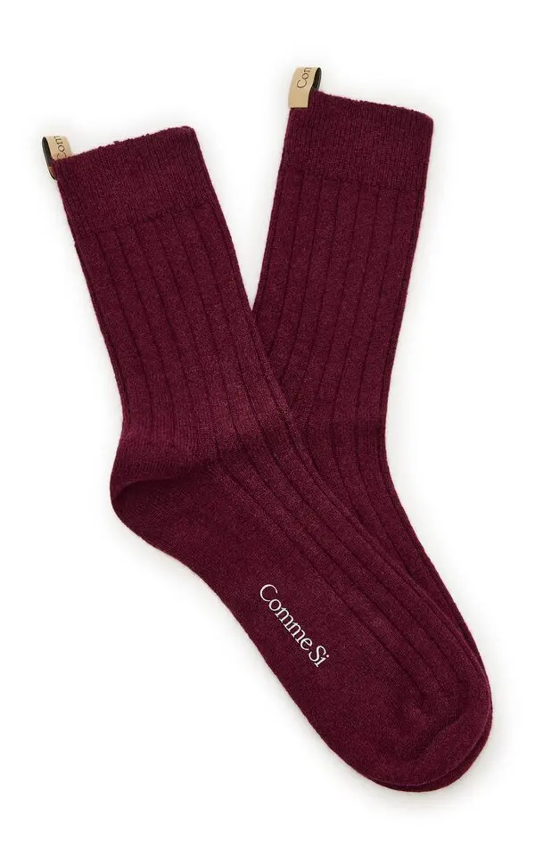 Comme Si Cashmere Crew Socks - Burgundy