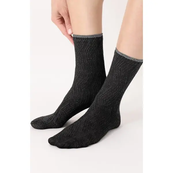 Oroblu Assorted Jacquard Crew Socks 2 Pack - Anthracite/military