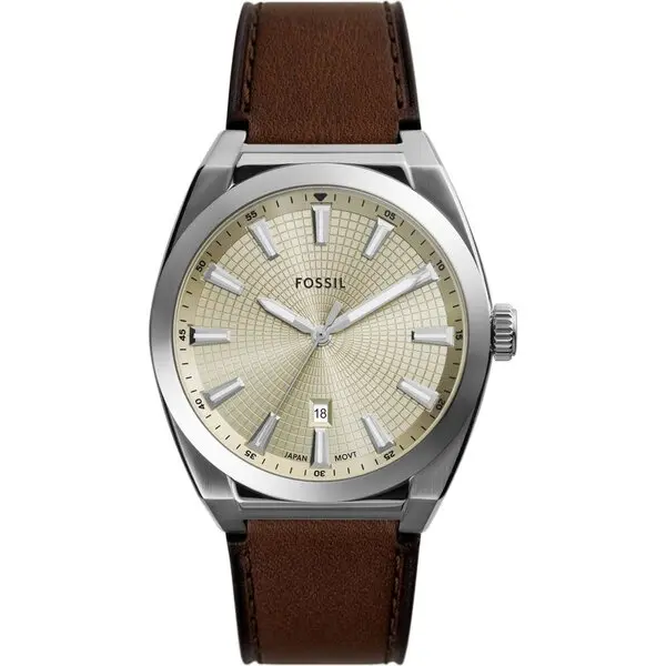 Fossil Everett Leather Strap Watch - Brown