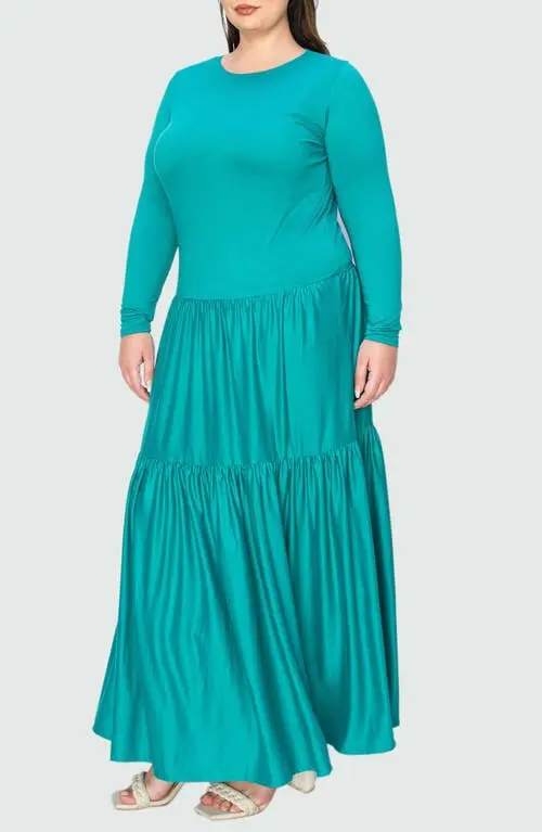 L I V D Long Sleeve Maxi Dress - Jade