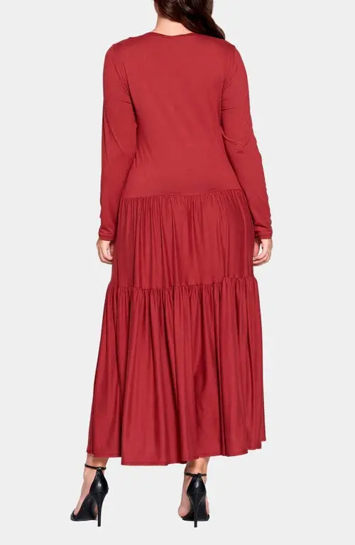 L I V D Long Sleeve Maxi Dress - Marsala