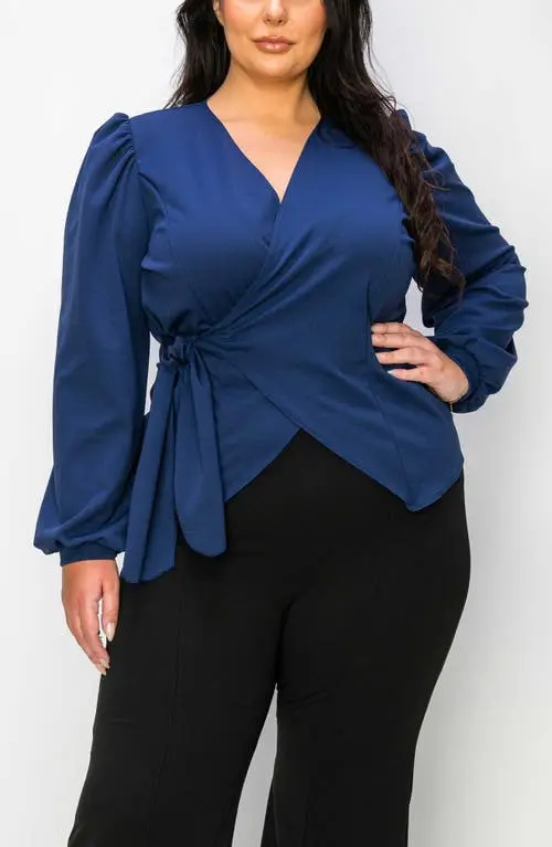L I V D Yelena Wrap Top - Navy