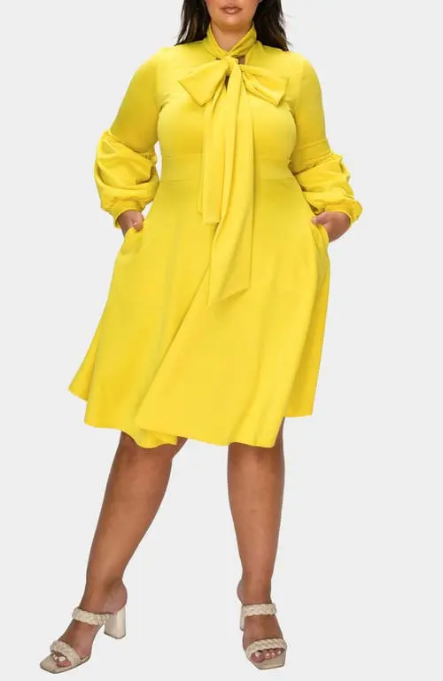 L I V D Bekah Fit & Flare Dress - Yellow