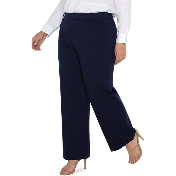 LIVERPOOL Kelsey Wide Leg Knit Trousers - Cadet Blue