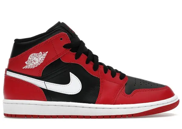 JORDAN 1 Mid Sneakers - Black/gym Red/white