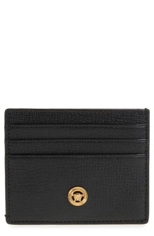 Versace Medusa Grained Leather Card Case - Black Versace Gold