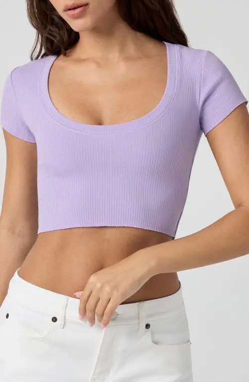 FLORENCE BY MILLS Softie Rib Short Sleeve Crop Top - Millie Lavender